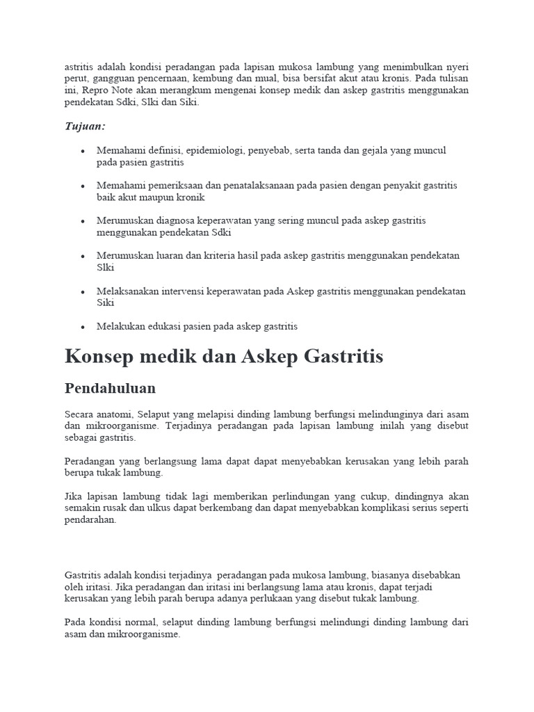 Askep Gastritis Sdki | PDF | Kesehatan Holistik