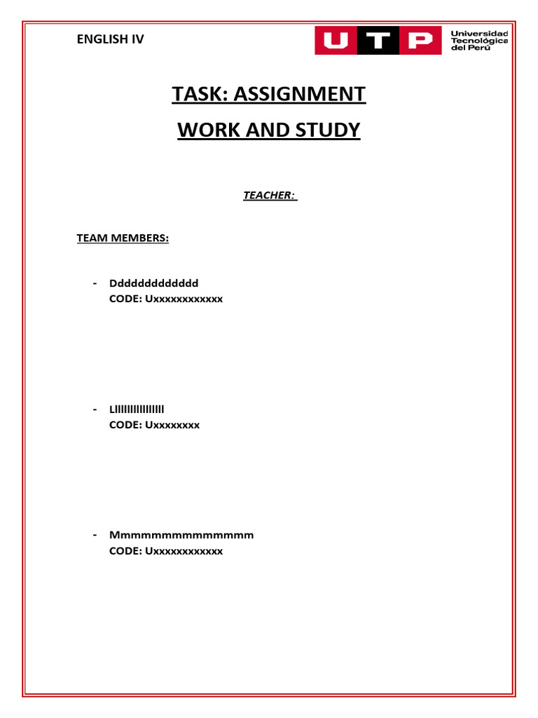 WORK AND STUDY - ingles IV | PDF