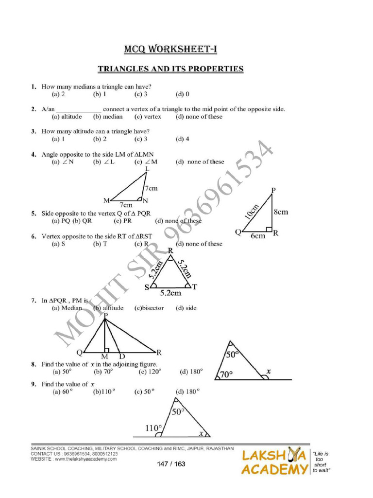 TRIANGLE WORKSHEET | PDF