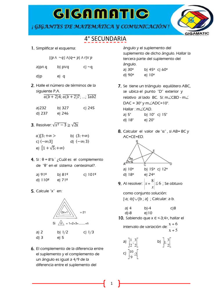 4 Sec Mat | PDF | Geometría Elemental | Geometría euclidiana