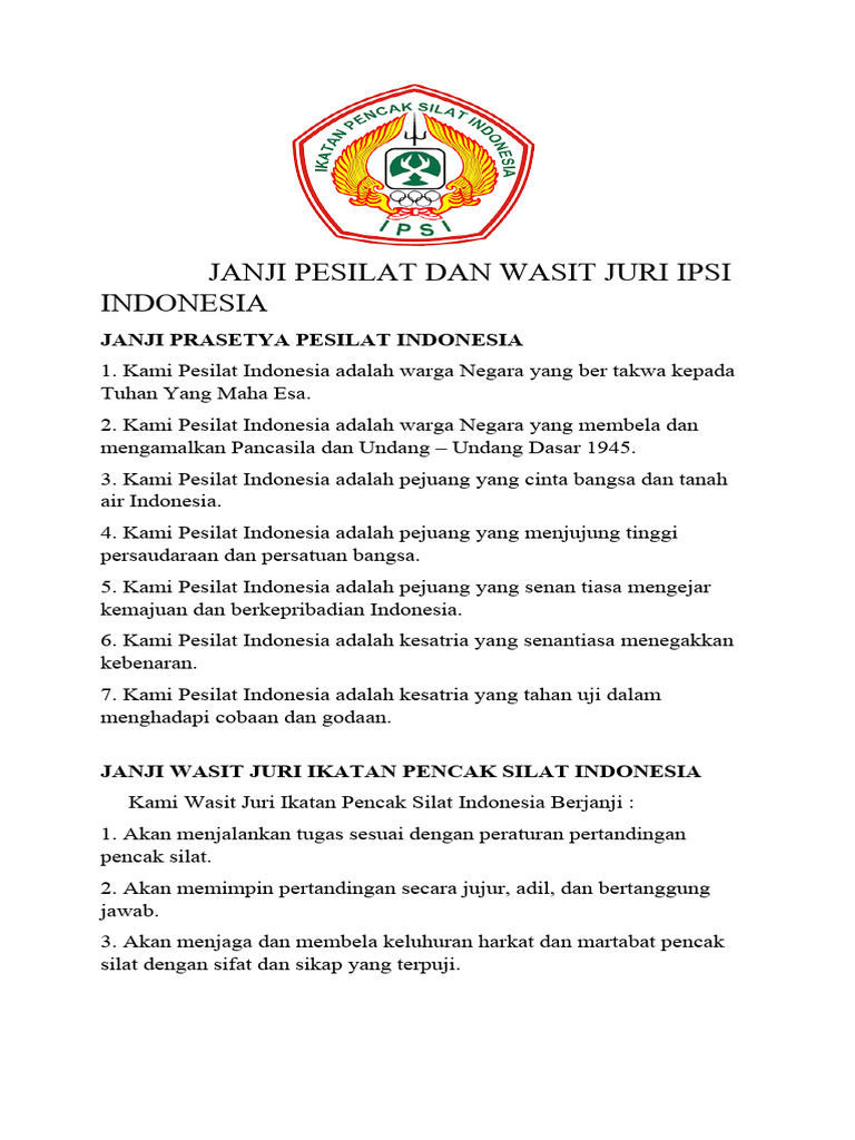 Janji Pesilat Dan Wasit Juri | PDF | Olahraga & Rekreasi | Perjalanan