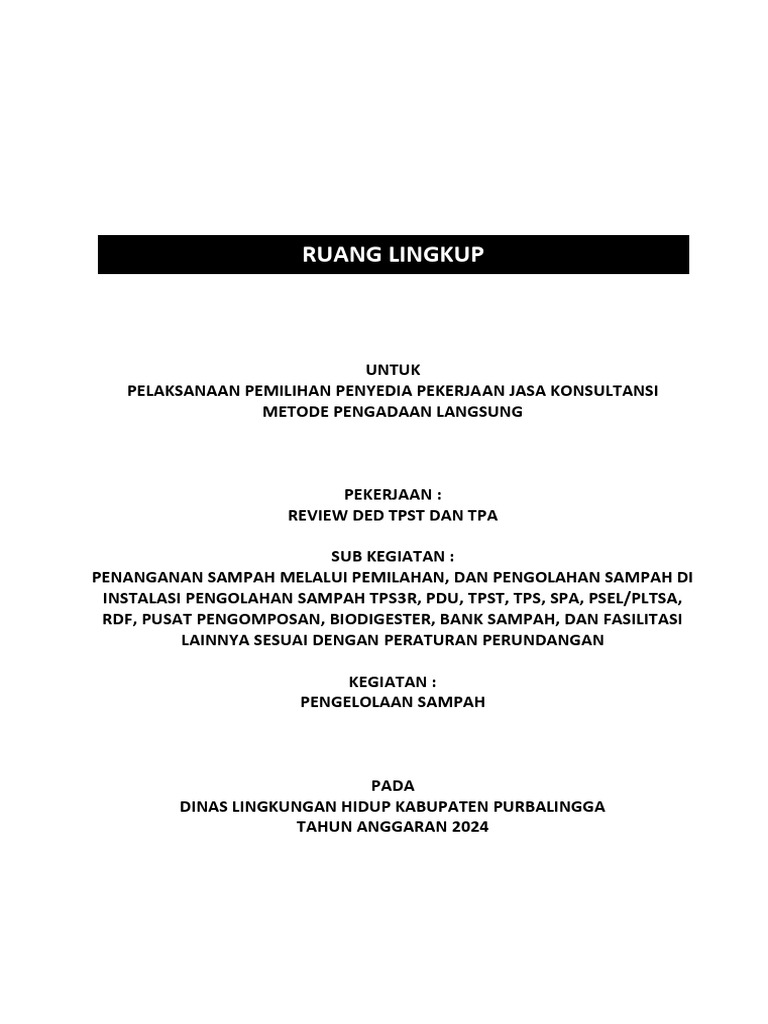 Ruang Lingkup Review DED TPST TPA | PDF