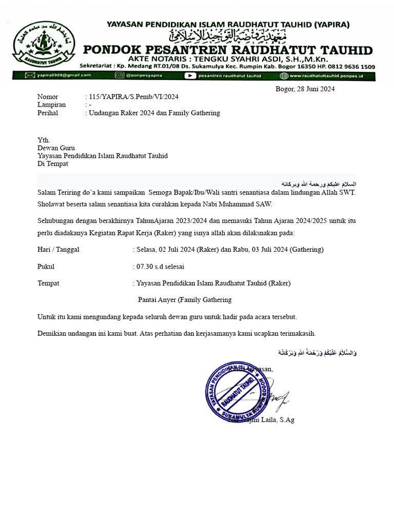 Surat Undangan Raker | PDF