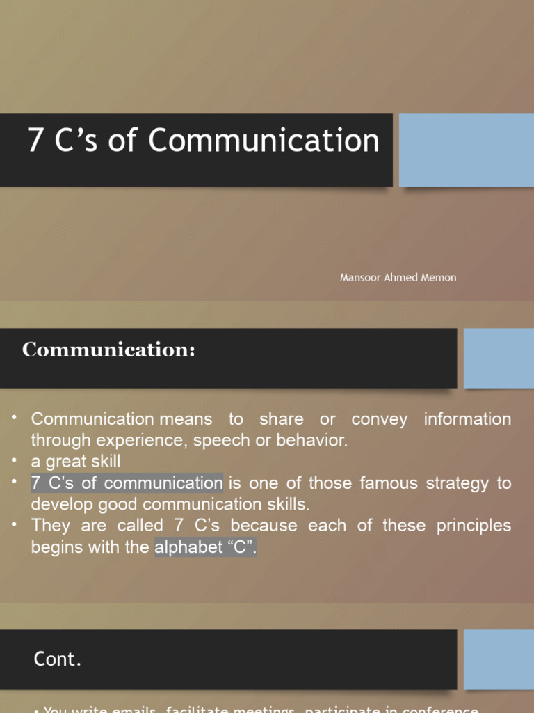 7 C's of Communication Introduction (6th) | PDF | Communication | Mind