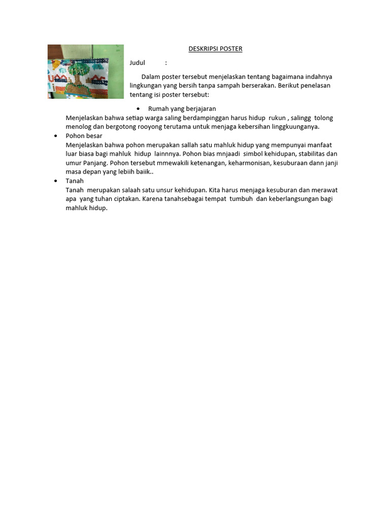 Deskripsi Poster Lingkungan Hidup | PDF