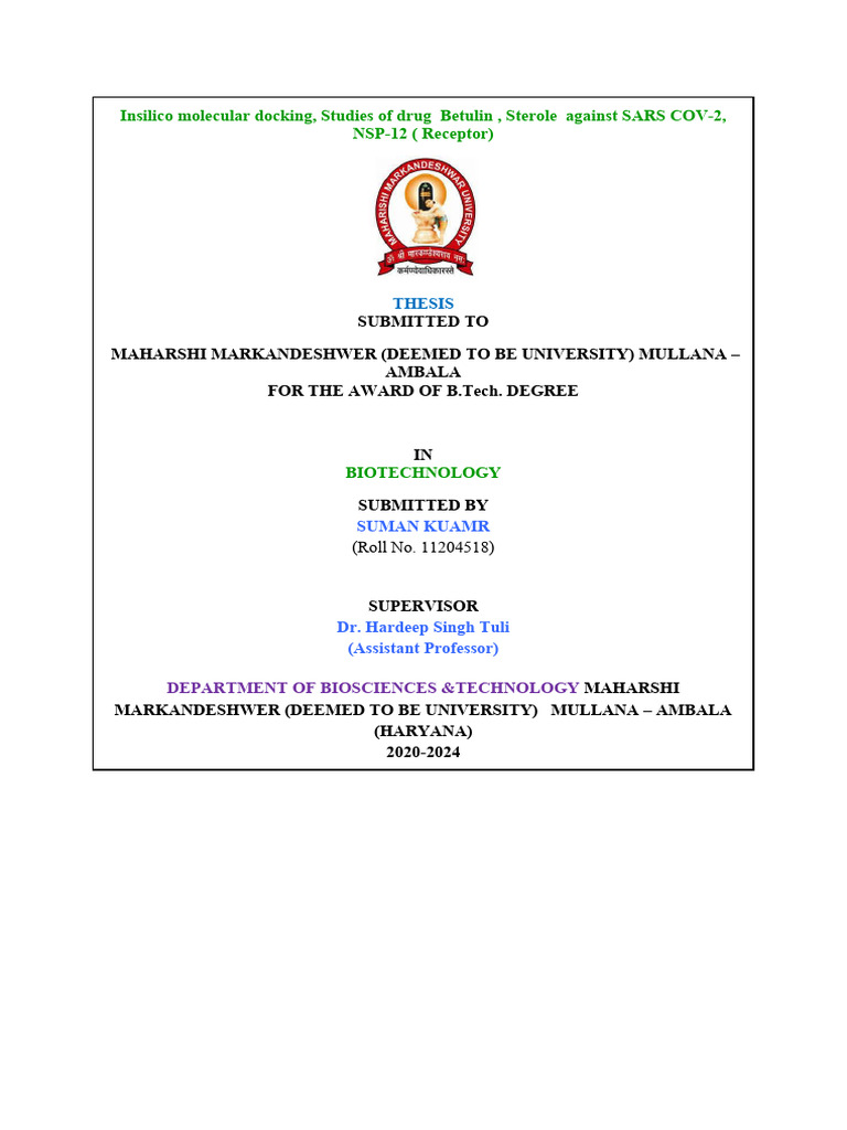 Insilico Molecular Docking | PDF | Inflammation | Virus