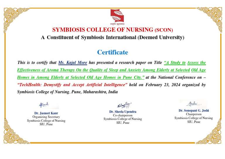 Aroma Therapy Research Presentation Certificate | PDF | Self ...