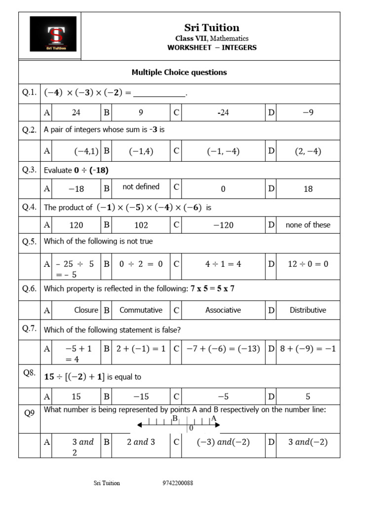 Answer Keys Pdf Integer Mathematical Logic 8742