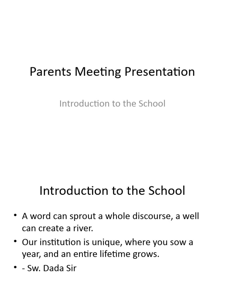Parents Meeting Presentation | PDF