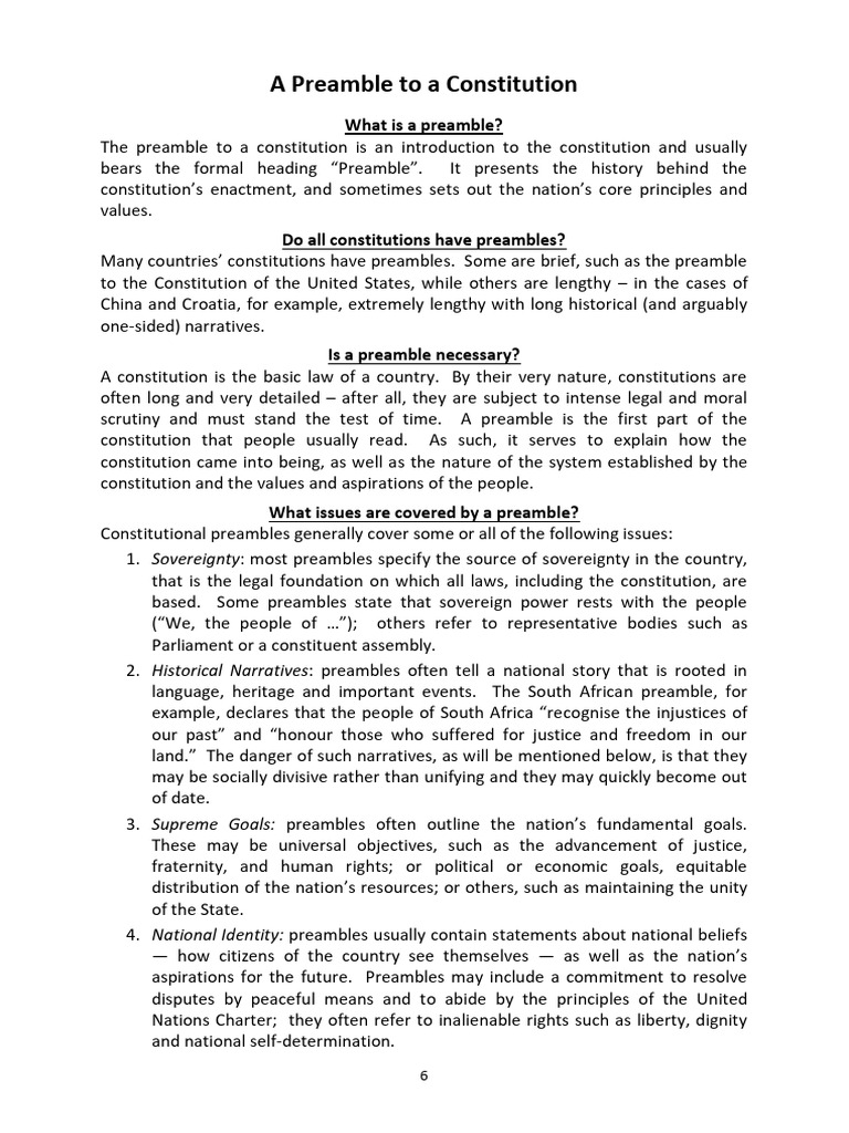 A Preamble To A Constitution | PDF | Constitution | Human Rights