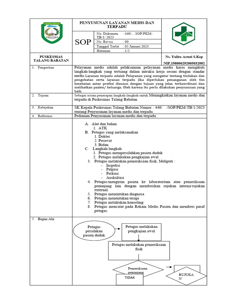 SOP Penyusunan Layanan Medis Dan Terpadu | PDF | Pengembangan Diri | Kesehatan Holistik
