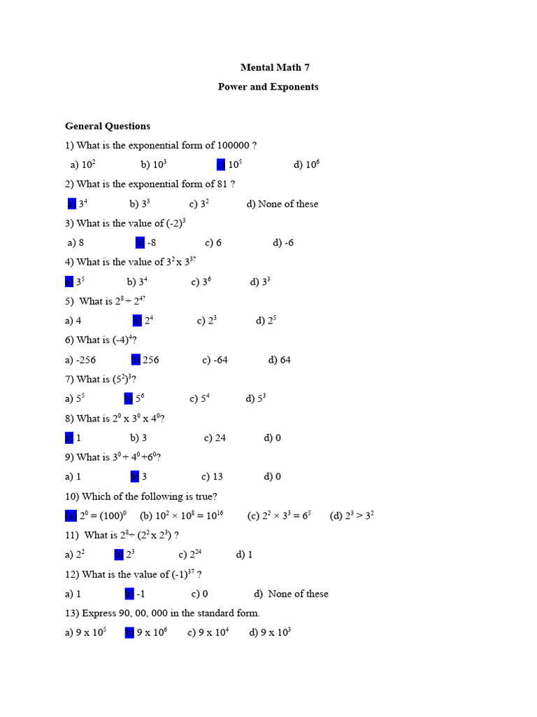 Exponents and Power | PDF | Exponentiation | Mathematics
