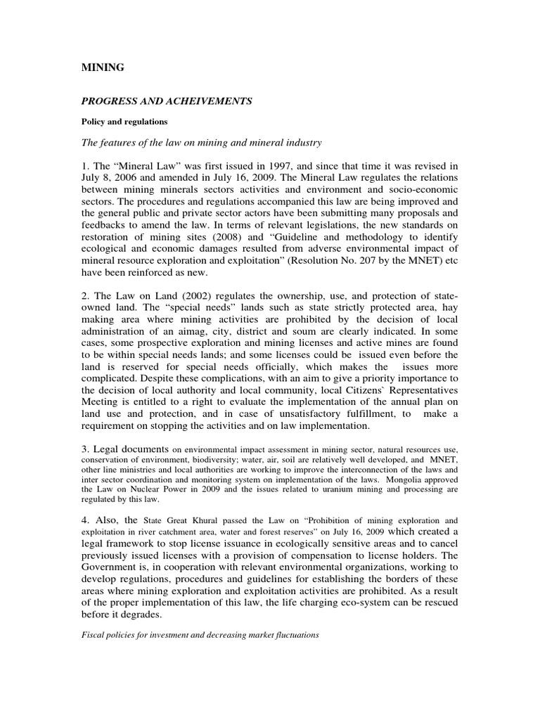 Mining Progress And Achievement Pdf Mining Environmental Impact