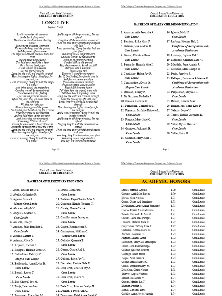 Ced Recog Program Insidepart To Print | PDF | Titles | Honorifics