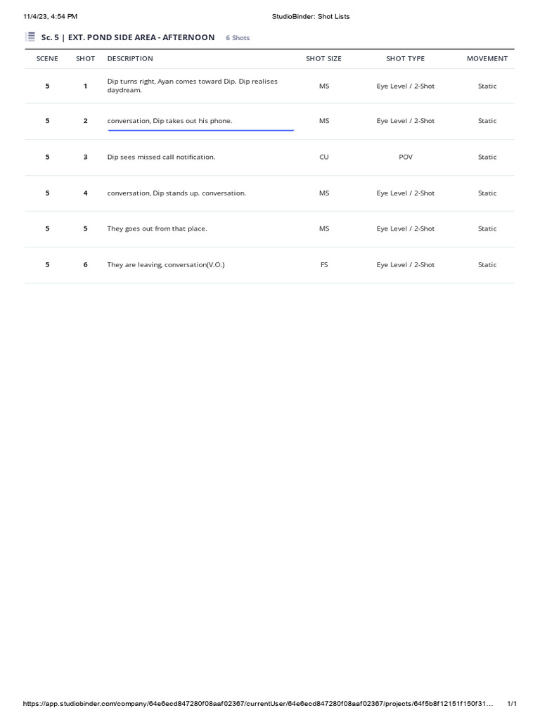 StudioBinder - Shot Lists Sc5 | PDF