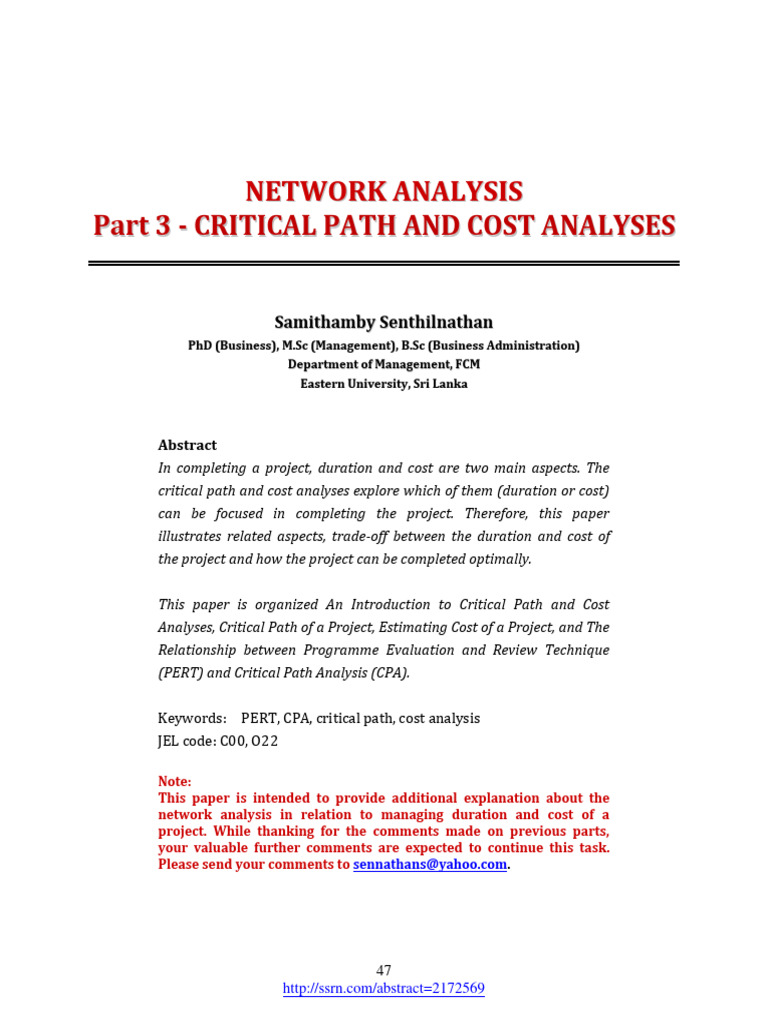 Network Analysis Part 3 Critical Path An | PDF | Operations Research | Analysis