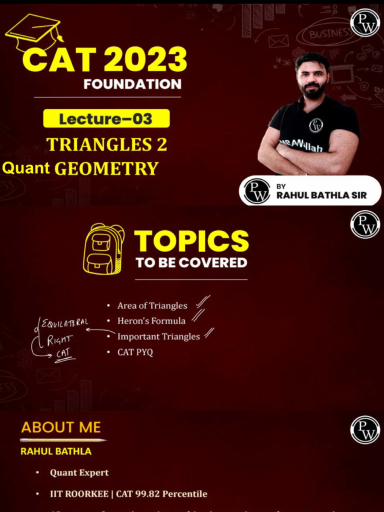 Quant Geometry 03 _ Triangles 2 ll Area related __ Class Notes __ MBA ...