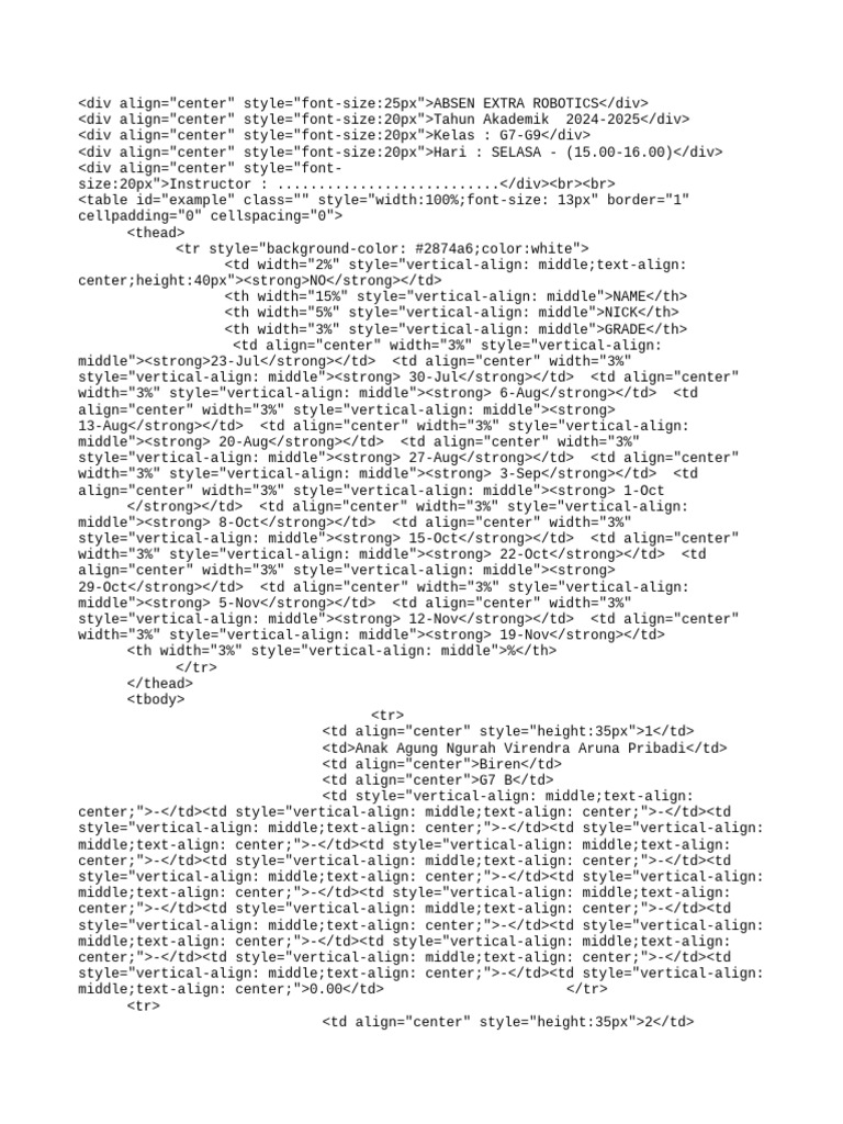 Jadwal Ekskul Instructor 652 | PDF | Economy Related Organizations