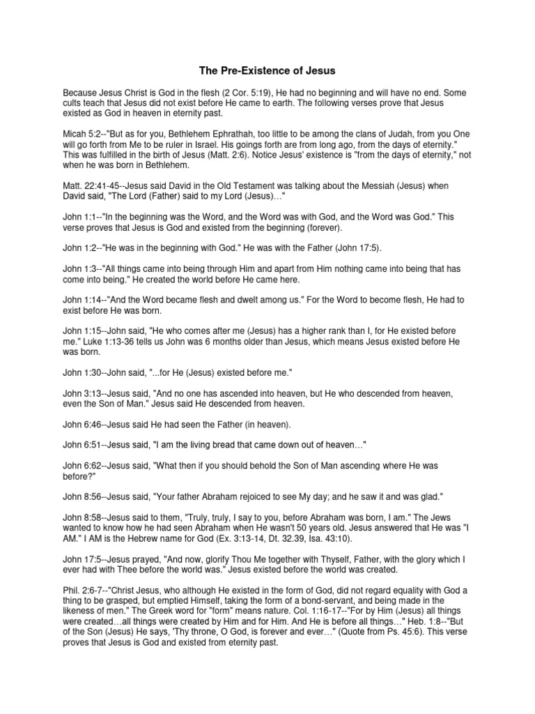 The Pre-Existence of Jesus | Download Free PDF | Logos (Christianity ...
