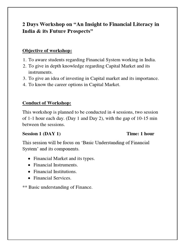 Workshop Objective | PDF