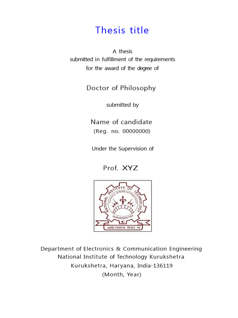 PhD Thesis in ECE at NIT Kurukshetra | PDF | Mean Squared Error