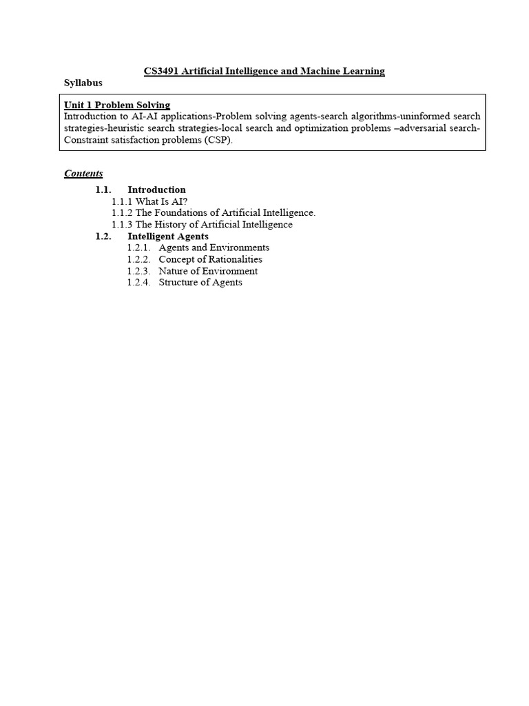 Unit 1 | PDF | Artificial Intelligence | Intelligence (AI) & Semantics