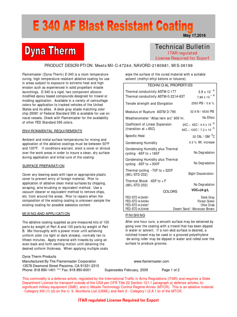 Flamemaster E340AF-05-17-2016 | PDF | Materials