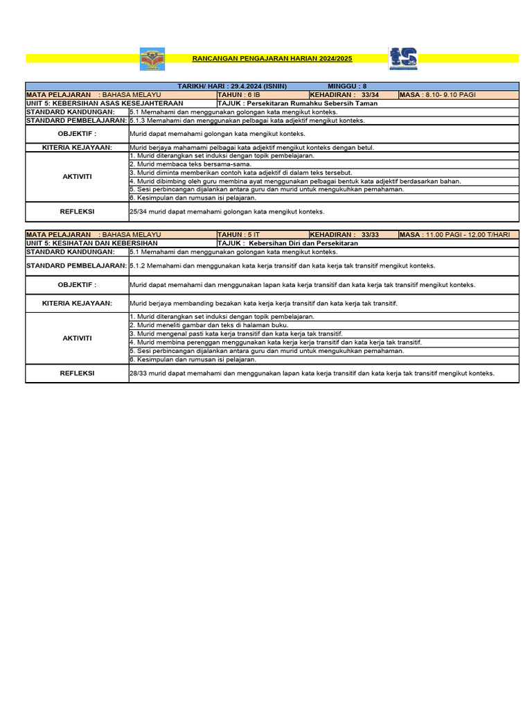 RPH M8 2024 | PDF | Karier & Perkembangan | Sains & Matematika