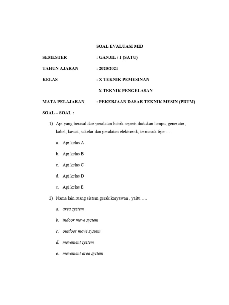 Soal Evaluasi Mid PDTM X | PDF