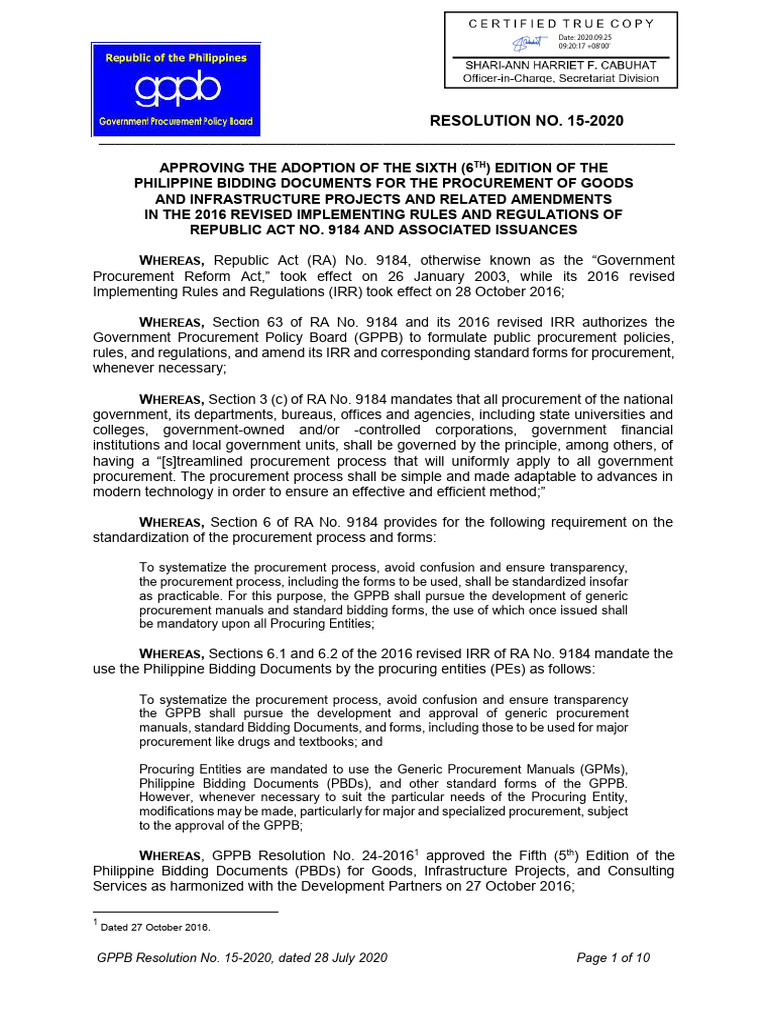 GPPB-Resolution no 15 | Download Free PDF | Subcontractor | Currency
