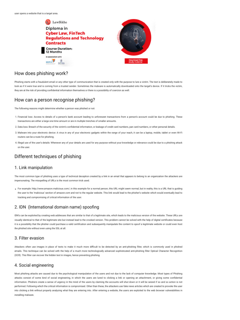 What Is Phishing and How Does It Work - IPleaders | PDF | Phishing ...