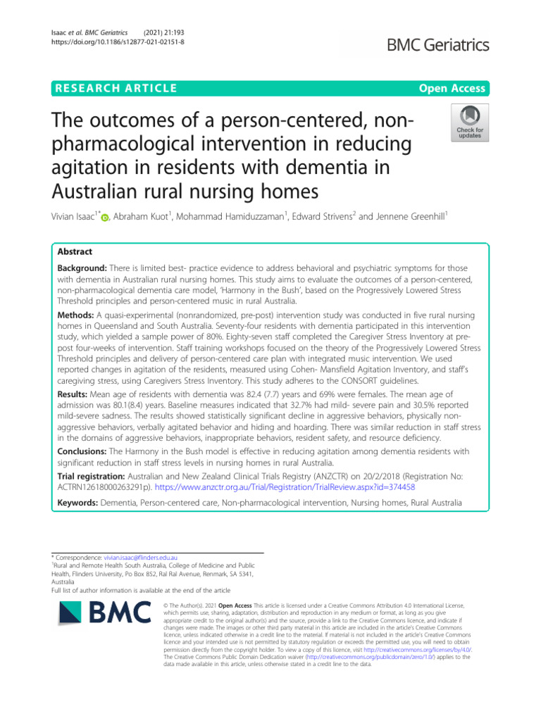 Isaac - Kuot Et Al - 2021 - The Outcomes of A Person Centred | PDF ...