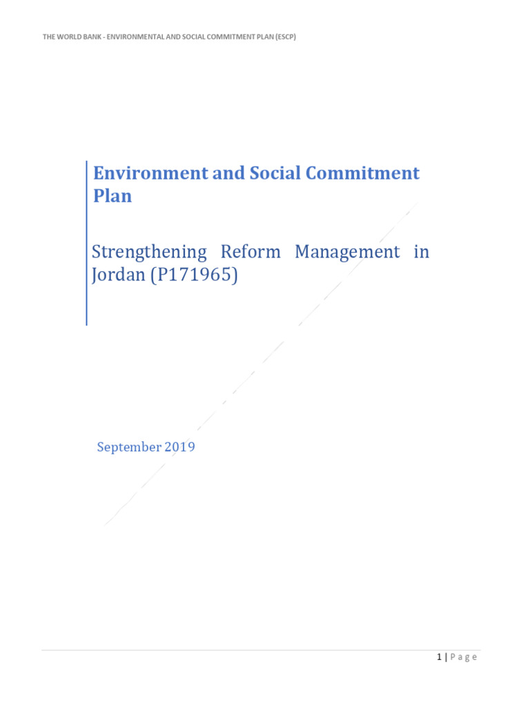 Environmental and Social Commitment Plan ESCP RE Window Strengthening ...