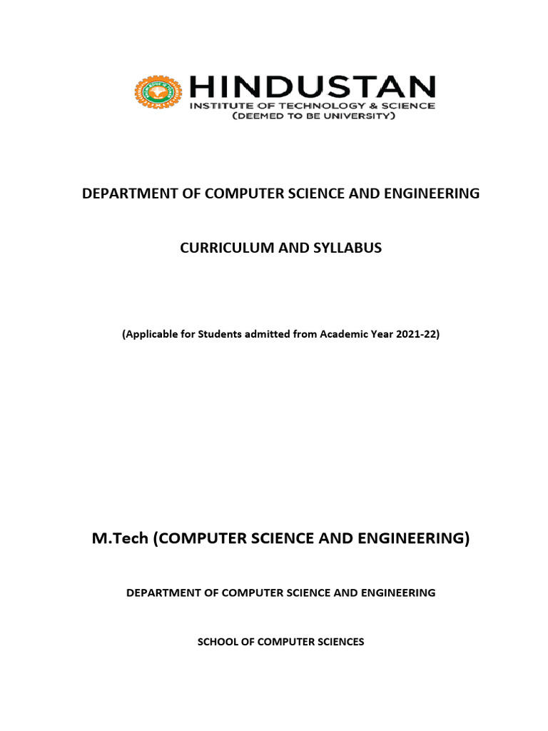 M Tech Cse Syllabus 2021 Ds 1875a43a25 | PDF | Machine Learning ...