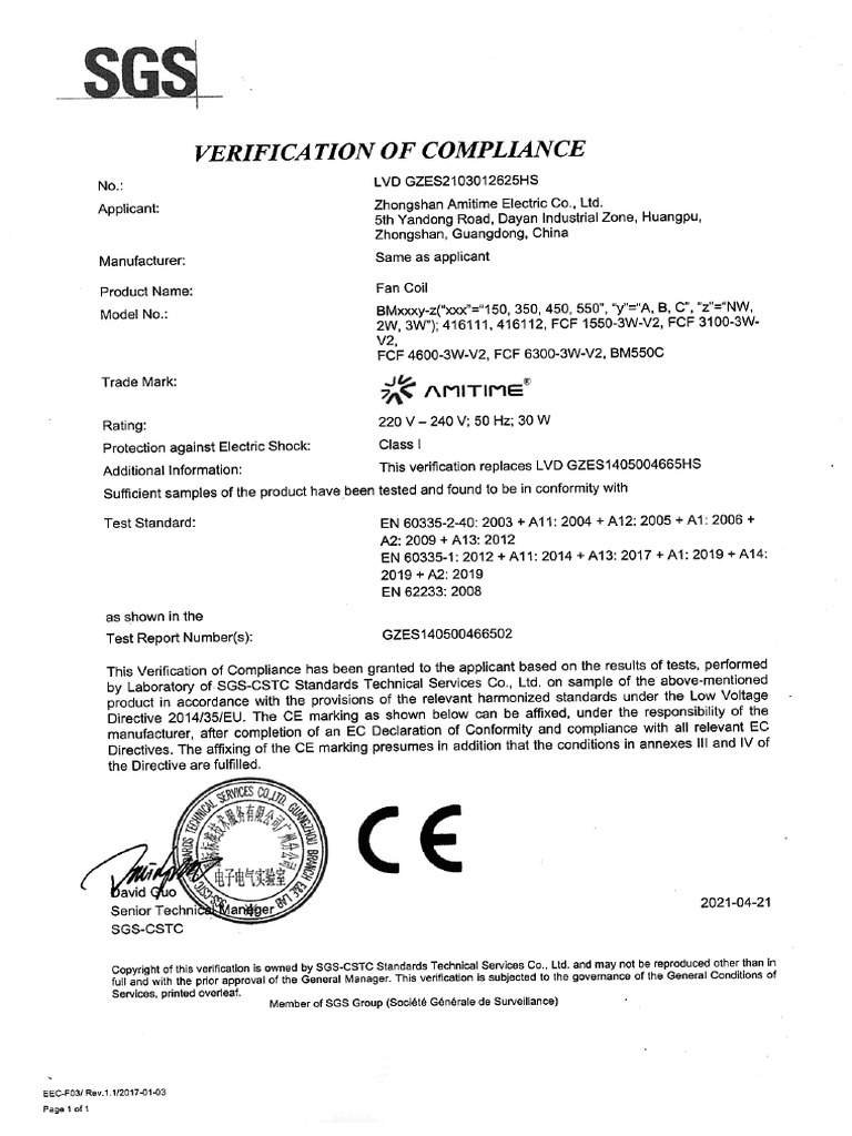 Verification of Compliance | PDF