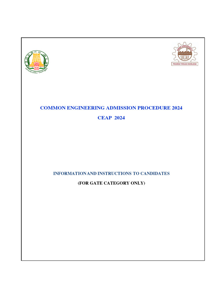 CEAP 2024 Admission Guidelines | PDF | Mechanical Engineering ...