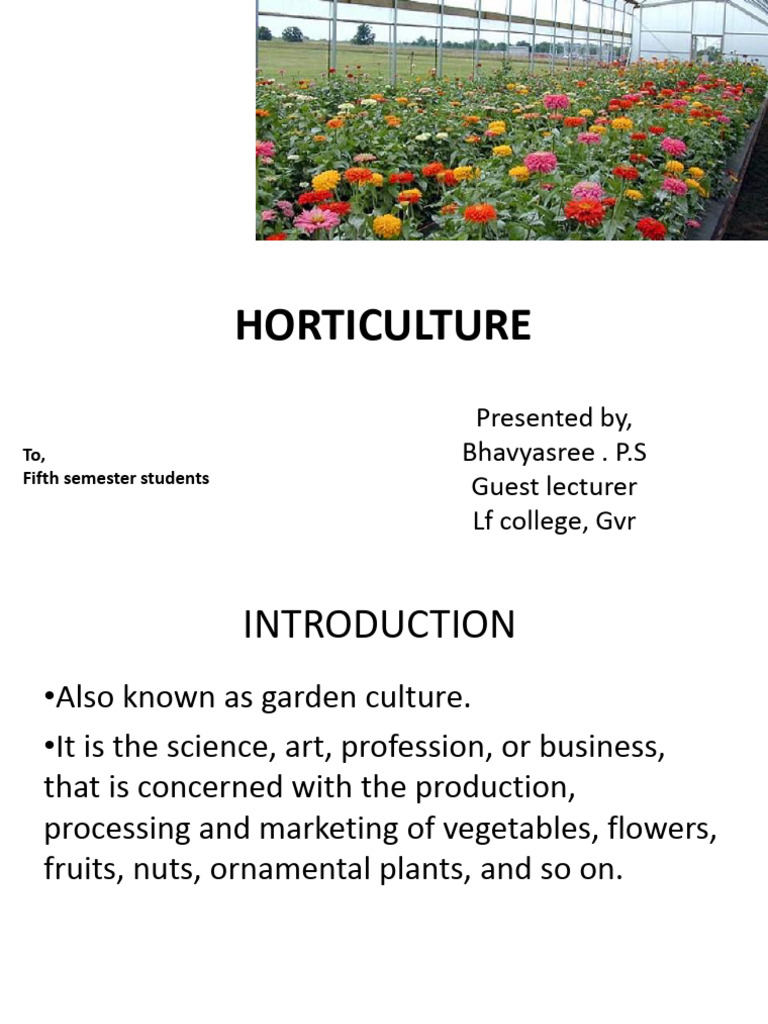 Horticulture | PDF | Horticulture | Gardens