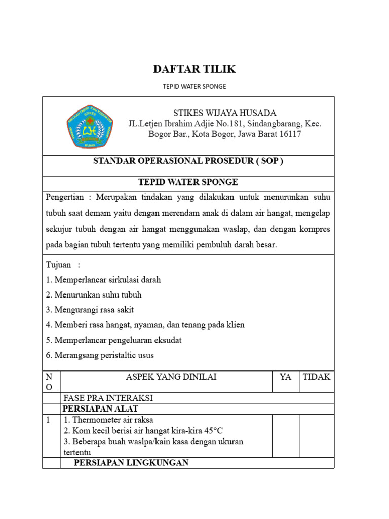 Sop Tepid Water Sponge | PDF