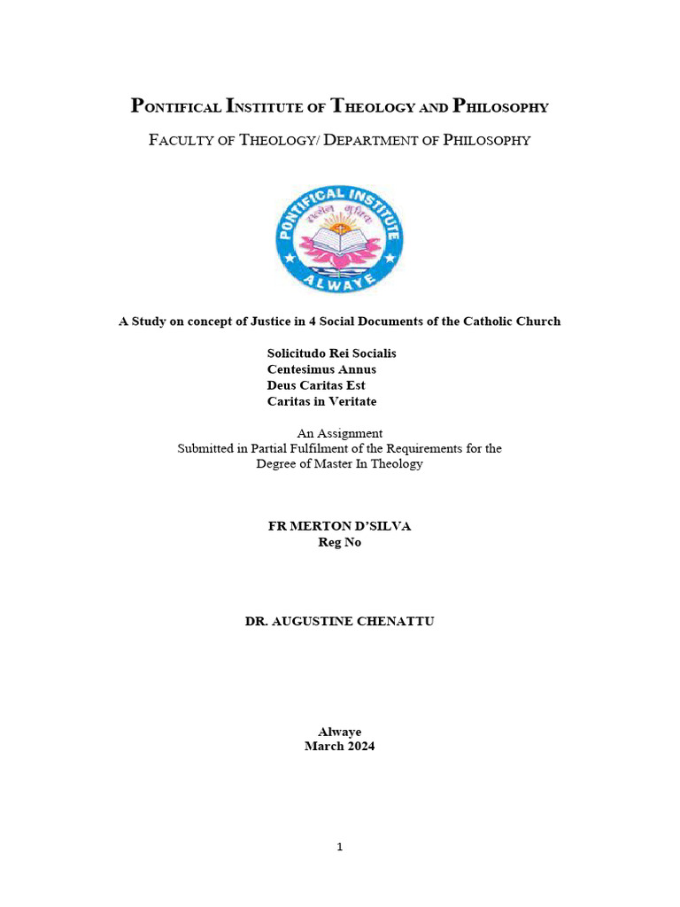 Justice in 4 Social Documents of Church | PDF | Catholic Social ...