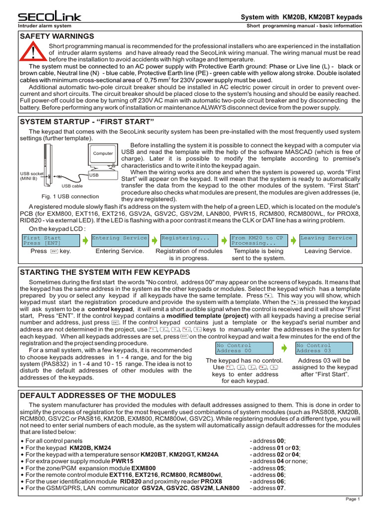 Programming KM20x | PDF | Security Alarm | Mains Electricity