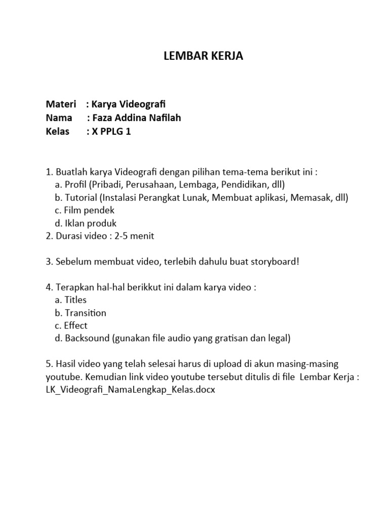 Lembar Kerja Aset Desain Videografi (Iklan) | PDF | Seni | Komputer