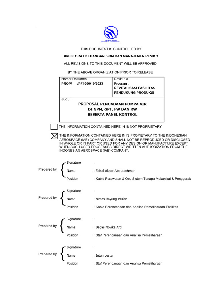III.6 Pengadaan Pompa Air Di GPM, GPT, FW, RW + Panel Kontrol | PDF
