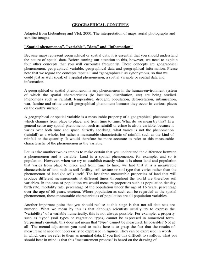 Lesson 1 - Geographical Concepts | PDF | Spatial Analysis | Data
