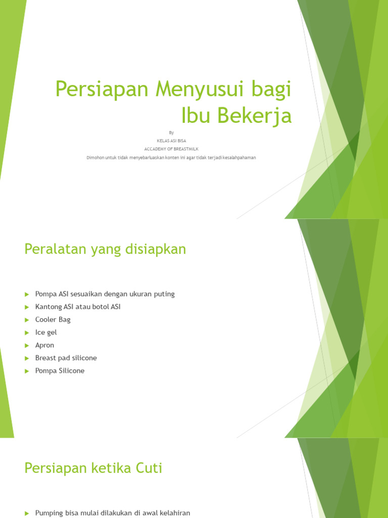 Persiapan Ibu Bekerja Dan Manajemen ASIP | PDF