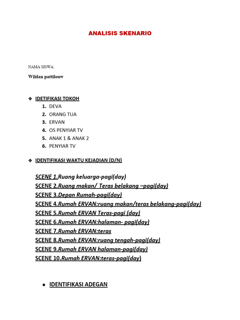Analisis Skenario Drama Deva dan Ervan | PDF