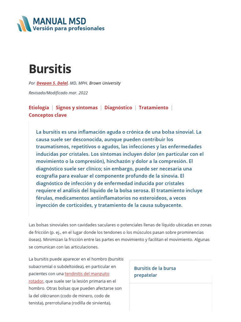 BURSITIS | PDF | Hombro | Antiinflamatorio