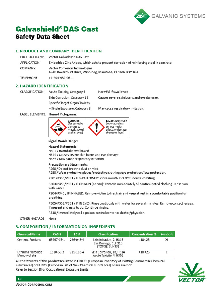Galvashield DAS MSDS | PDF | Safety | Occupational Safety And Health