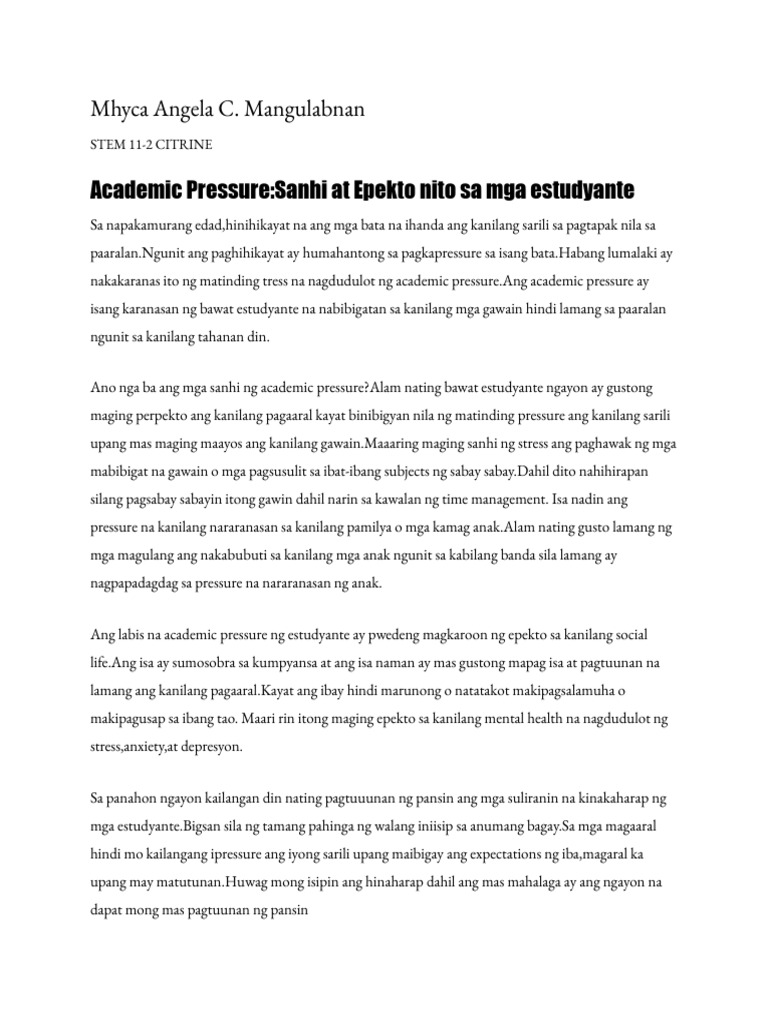 Academic Pressure | PDF