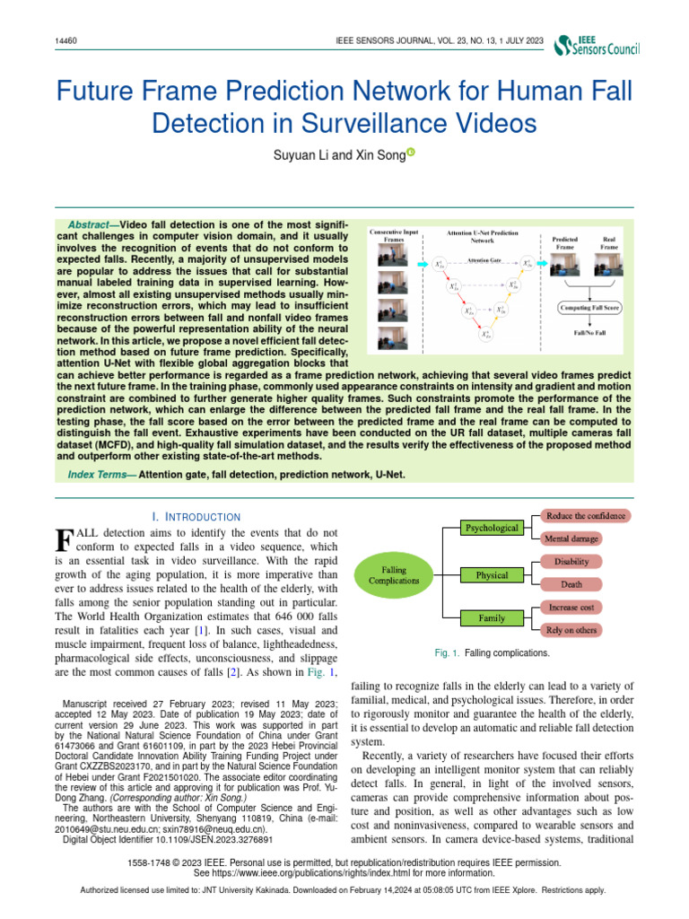 Future Frame Prediction Network For Human Fall Detection in Surveillance Videos | PDF | Deep ...