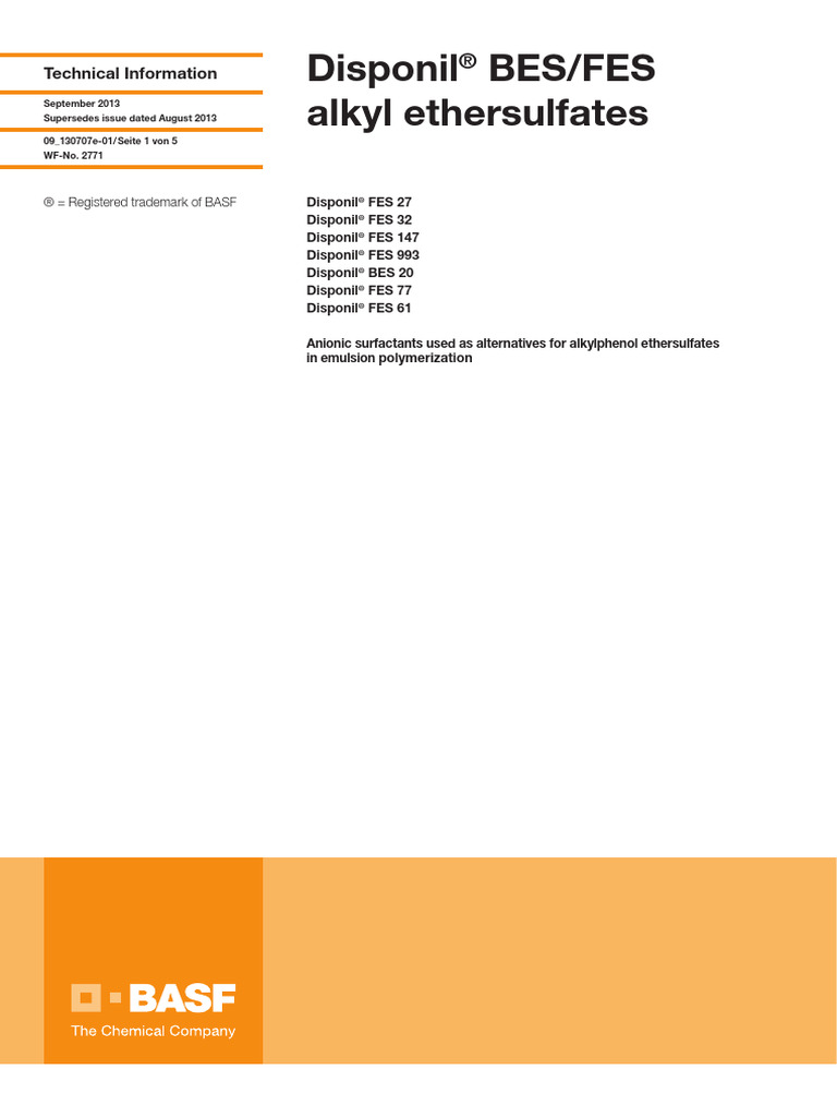 Tds Disponil Bes Fes Types En | PDF | Chemical Substances | Chemistry
